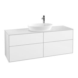 Villeroy & Boch Villeroy und Boch Finion Waschtischunterschrank F97100GF 160x60,3cm, Abdeckplatte white matt, Glossy white lacquer