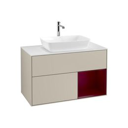 Villeroy & Boch Villeroy und Boch Finion Waschtischunterschrank G781HBHH 100cm, Abdeckplatte white matt, Emotion, Regale Peony matt lacquer, Sand Matt Lacquer