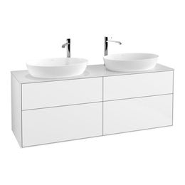 Villeroy & Boch Villeroy und Boch Finion Waschtischunterschrank F96100GF 160x60,3cm, Abdeckplatte white matt, Glossy white lacquer