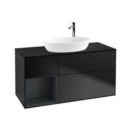 Villeroy & Boch Villeroy und Boch Finion Waschtischunterschrank F942HGPD 120cm, Abdeckplatte black matt, Regale Midnight matt lacquer, Black matt lacquer