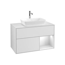 Villeroy & Boch Villeroy und Boch Finion Waschtischunterschrank G781MTMT 100cm, Abdeckplatte white matt, Emotion, Regale White matt lacquer, White matt lacquer