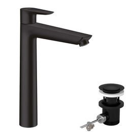 Hansgrohe Talis E Waschtisch-Einhebelmischer 71716670 mit Ablaufgarnitur, Ausladung 183 mm, mattschwarz