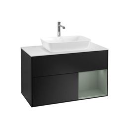 Villeroy & Boch Villeroy und Boch Finion Waschtischunterschrank G781GMPD 100cm, Abdeckplatte white matt, Emotion, Regale Olive matt lacquer, Black matt lacquer