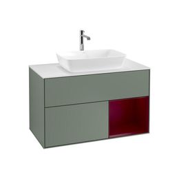 Villeroy & Boch Villeroy und Boch Finion Waschtischunterschrank G781HBGM 100cm, Abdeckplatte white matt, Emotion, Regale Peony matt lacquer, Olive Matt Lacquer
