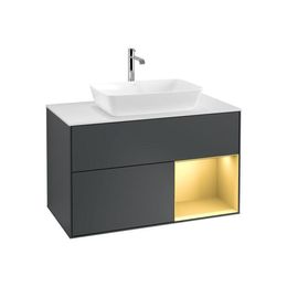Villeroy & Boch Villeroy und Boch Finion Waschtischunterschrank G781HFHG 100cm, Abdeckplatte white matt, Emotion, Regale Gold matt lacquer, Midnight Blue Matt Lacquer