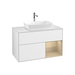 Villeroy & Boch Villeroy und Boch Finion Waschtischunterschrank G781PCGF 100cm, Abdeckplatte white matt, Emotion, Regale Oak Veneer, Glossy white lacquer
