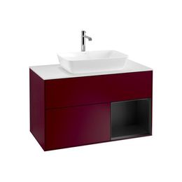 Villeroy & Boch Villeroy und Boch Finion Waschtischunterschrank G781PDHB 100cm, Abdeckplatte white matt, Emotion, Regale Black matt lacquer, Peony Matt