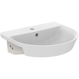 Ideal Standard Connect Air Halbeinbau-Waschtisch E035801 50x45cm, mit Hahnloch und &Uuml;berlauf, wei&szlig;