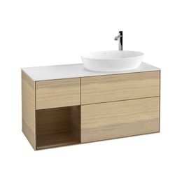 Villeroy & Boch Villeroy und Boch Finion Waschtischunterschrank G921GNPC 120cm, Abdeckplatte white matt, Emotion, Regale Walnut Veneer, Oak Veneer