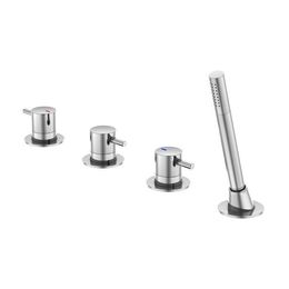 Steinberg Serie 100 Wannen-4-Loch-Armatur 1002480 mit Umsteller und ausziehbarer Handbrause, chrom