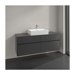 Villeroy & Boch Villeroy und Boch Collaro Waschtischunterschrank C131B0VR 140x54,8x50cm, f&uuml;r Waschtisch mittig, LED-Beleuchtung 10,4W, graphite