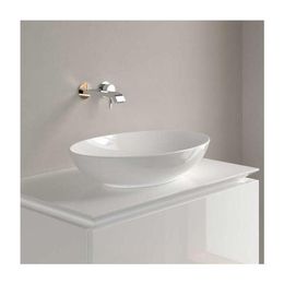 Villeroy & Boch Villeroy und Boch Loop & friends Aufsatz-Waschtisch 4A4700R1 56x38cm, oval, ohne Hahnlochbank, Wei&szlig; Alpin CeramicPlus, ohne &Uuml;berlauf