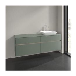Villeroy & Boch Villeroy und Boch Collaro Waschtischunterschrank C122B0AF 160x54,8x50cm, Waschtisch rechts, LED-Beleuchtung 12W, soft green