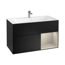 Villeroy & Boch Villeroy und Boch Finion Waschtischunterschrank F040HHPD 99,6x59,1x49,8cm, Regal rechts Sand Matt, Black matt lacquer