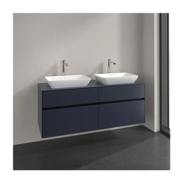 Villeroy & Boch Villeroy und Boch Collaro Waschtischunterschrank C119B0VQ 140x54,8x50cm, f&uuml;r 2 Waschtische, LED-Beleuchtung 10,4 W, marine blue