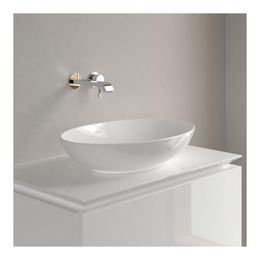 Villeroy & Boch Villeroy und Boch Loop & friends Aufsatz-Waschtisch 4A470001 56x38cm, oval, ohne Hahnlochbank, mit &Uuml;berlauf, wei&szlig;