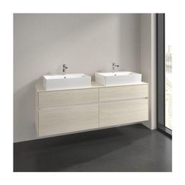 Villeroy & Boch Villeroy und Boch Collaro Waschtischunterschrank C137B0AA 160x54,8x50cm, f&uuml;r 2 Waschtische, LED-Beleuchtung 12W, white oak