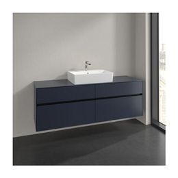 Villeroy & Boch Villeroy und Boch Collaro Waschtischunterschrank C134B0VQ 160x54,8x50cm, Waschtisch mittig, LED-Beleuchtung 12W, marine blue
