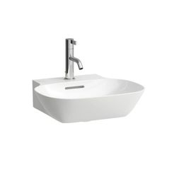 Laufen INO Handwaschbecken 8153010001041, 45x41cm, mit Hahnloch und &Uuml;berlauf, Saphirkeramik