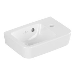 Villeroy & Boch Villeroy und Boch O.novo Handwaschbecken 43433601 36x25cm, eckig, Becken links, mit Hahnloch, mit &Uuml;berlauf, wei&szlig;