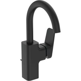 Ideal Standard CeraPlan Waschtischarmatur BD235XG mit hohem und schwenkbarem Auslauf, silk black, mit Metall-Ablaufgarnitur