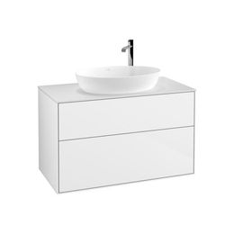 Villeroy & Boch Villeroy und Boch Finion Waschtischunterschrank G88100GF 100x60,3cm, Emotion, Abdeckplatte white matt, Glossy white lacquer