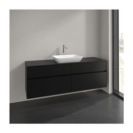 Villeroy & Boch Villeroy und Boch Collaro Waschtischunterschrank C120B0VL 160x54,8x50cm, Waschtisch mittig, LED-Beleuchtung 12W, volcano black