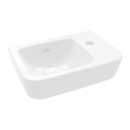Villeroy & Boch Villeroy und Boch O.novo Handwaschbecken 434337R1 36x25cm, eckig, Becken links, mit Hahnloch, ohne Überlauf, weiß C-plus