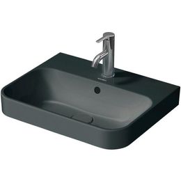 Duravit Happy D.2 Aufsatz-Waschtisch 2360501300 50 x 40 cm, geschliffen, 1 Hahnloch, mit &Uuml;berlauf, Hahnlochbank, anthrazit matt