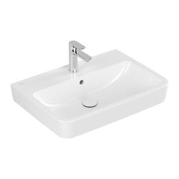 Villeroy & Boch Villeroy und Boch O.novo Einbau-/Aufsatz-Waschtisch 4A41KG01 65 x 46 cm, 1 Hahnloch, eckig, mit Überlauf, weiß