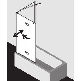 Kermi Diga Badewannen-Faltwand DI2PL10015VPK 100x150cm, silber hochglanz, ESG klar Clean, links