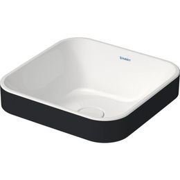 Duravit Happy D.2 Aufsatz-Waschtisch 2359406100 40 x 40 cm, geschliffen, ohne Hahnloch, &Uuml;berlauf, Hahnlochbank, wei&szlig;/anthrazit matt