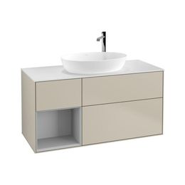 Villeroy & Boch Villeroy und Boch Finion Waschtischunterschrank G941GJHH 120cm, Abdeckplatte white matt, Emotion, Regale Light grey matt lacquer, Sand Matt Lacquer