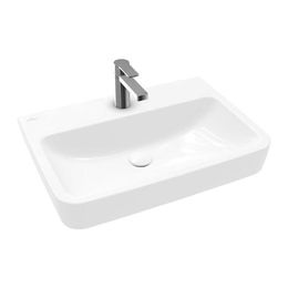 Villeroy & Boch Villeroy und Boch O.novo Waschtisch 4A4166T2 65x46cm, 1 Hahnloch, eckig, ohne &Uuml;berlauf, wei&szlig; AntiBac C-plus