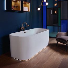 Villeroy & Boch Villeroy und Boch Finion Rechteck-Freistehwanne 177FIN7N300V1RW 170 x 70 cm, Wasserzulauf, Emotion, Design-Ring, stone white, gold