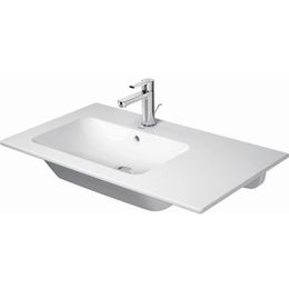 Duravit Me by Starck Möbel-Waschtisch 23458300001 83x49cm, Becken links, mit Überlauf, Hahnlochbank, 1 Hahnloch, weiß, WonderGliss