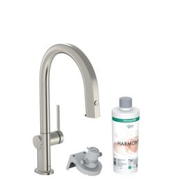 Hansgrohe Aqittura M91 Küchenarmatur 76801800 mit Ausziehauslauf, 1jet, Starter Set, Edelstahl Finish
