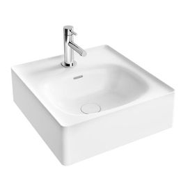 Vitra Equal Handwaschbecken 7240B403-0001 43x45cm, mit Hahnloch mittig/&Uuml;berlaufschlitz, wei&szlig; hochglanz VC