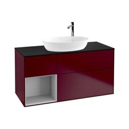 Villeroy & Boch Villeroy und Boch Finion Waschtischunterschrank F942GJHB 120cm, Abdeckplatte black matt, Regale Light grey matt lacquer, Peony Matt