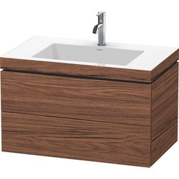 Duravit L-Cube Waschtisch-Unterschrank LC6927O2121 80 x 48 cm, 1 Hahnloch, nussbaum dunkel, 2 Schubk&auml;sten