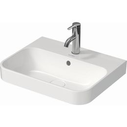 Duravit Happy D.2 Aufsatz-Waschtisch 2360500060 50x40cm, geschliffen, ohne Hahnloch, mit Überlauf, Hahnlochbank, weiß