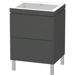 Duravit L-Cube Waschtisch-Unterschrank LC6936N4949 60 x 48 cm, ohne Hahnloch, graphit matt, 2 Ausz&uuml;ge, bodenstehend