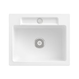 Villeroy & Boch Villeroy und Boch Siluet Spüle 334601R1 mit Ablaufgarnitur und Handbetätigung, weiß