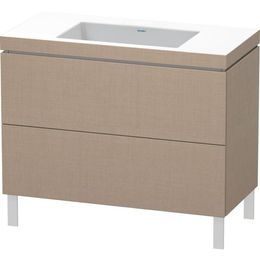 Duravit L-Cube Waschtisch-Unterschrank LC6938N7575 100 x 48 cm, ohne Hahnloch, leinen, 2 Ausz&uuml;ge, bodenstehend