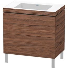 Duravit L-Cube Waschtisch-Unterschrank LC6937N2121 80 x 48 cm, ohne Hahnloch, nussbaum dunkel, 2 Ausz&uuml;ge, bodenstehend