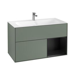 Villeroy & Boch Villeroy und Boch Finion Waschtischunterschrank F040PDGM 99,6x59,1x49,8cm, Regal rechts Black matt lacquer, Olive Matt Lacquer