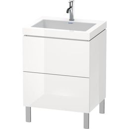 Duravit L-Cube Waschtisch-Unterschrank LC6936N1818 60 x 48 cm, ohne Hahnloch, wei&szlig; matt, 2 Ausz&uuml;ge, bodenstehend