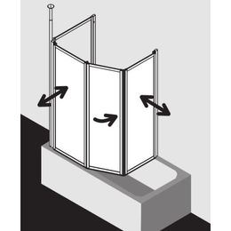 Kermi Vario 2000 Faltwand 2-/1-flügelig V2TS20751412K 74-76,3x140cm, silber mattglanz, Kerolan Perl