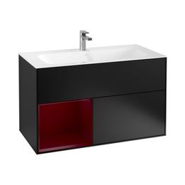 Villeroy & Boch Villeroy und Boch Finion Waschtischunterschrank F030HBPD 99,6x59,1x49,8cm, Regal links Peony, Black matt lacquer