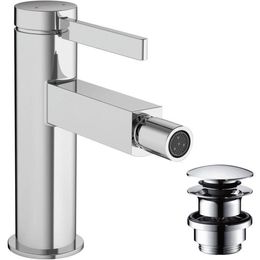 Hansgrohe Finoris Bidetarmatur 76200000 mit Push-Open Ablaufgarnitur, chrom